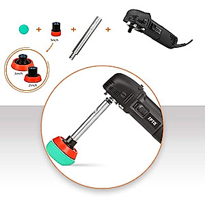 SPTA Mini Polishing Machine Buffer Rotary Polisher Auto Detailing Superpolish with 27Pcs Detail Polishing Pad Mix Size Kit Buffing Pad and 75mm,100mm,140mm M14 Thread Extension Shaft