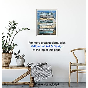 Inspiration Motivation Wall Art & Decor - 7 Rules Of Life Motivational poster 8x10 - Inspirational Gift for Woman Men - Positive Quotes Saying - Home Office Bedroom Living Room Beach House Wall Art