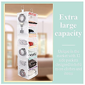 Amylove 2 Pack 6 Weekly Shelf Hanging Closet Organizer Kids Closet Organizer Clothes Storage Organizer for Kids Days of the Week Clothes Organizer Hanging Cube Organizer for Daily Activity (White)