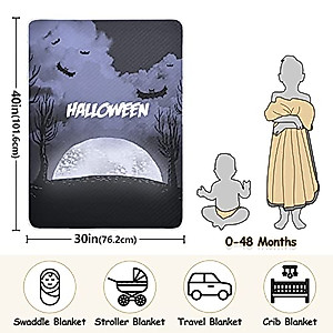 Full Moon Bat Sky Unisex Fluffy Baby Blanket for Crib Toddler Blanket for Daycare with Thick and Soft Material Security Blanket for Stroller Travel Decorative Gift