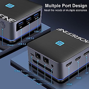 MOREFINE M8S Mini PC, Intel 12th N100 (up to 3.4GHz) Micro PC, Mini Computer Windows 11 Pro with 16GB LPDDR5 RAM/512G M.2 NVME SSD, Mini Deaktop PC Support WiFi6/BT5.2/Gigabit Ethernet Ports