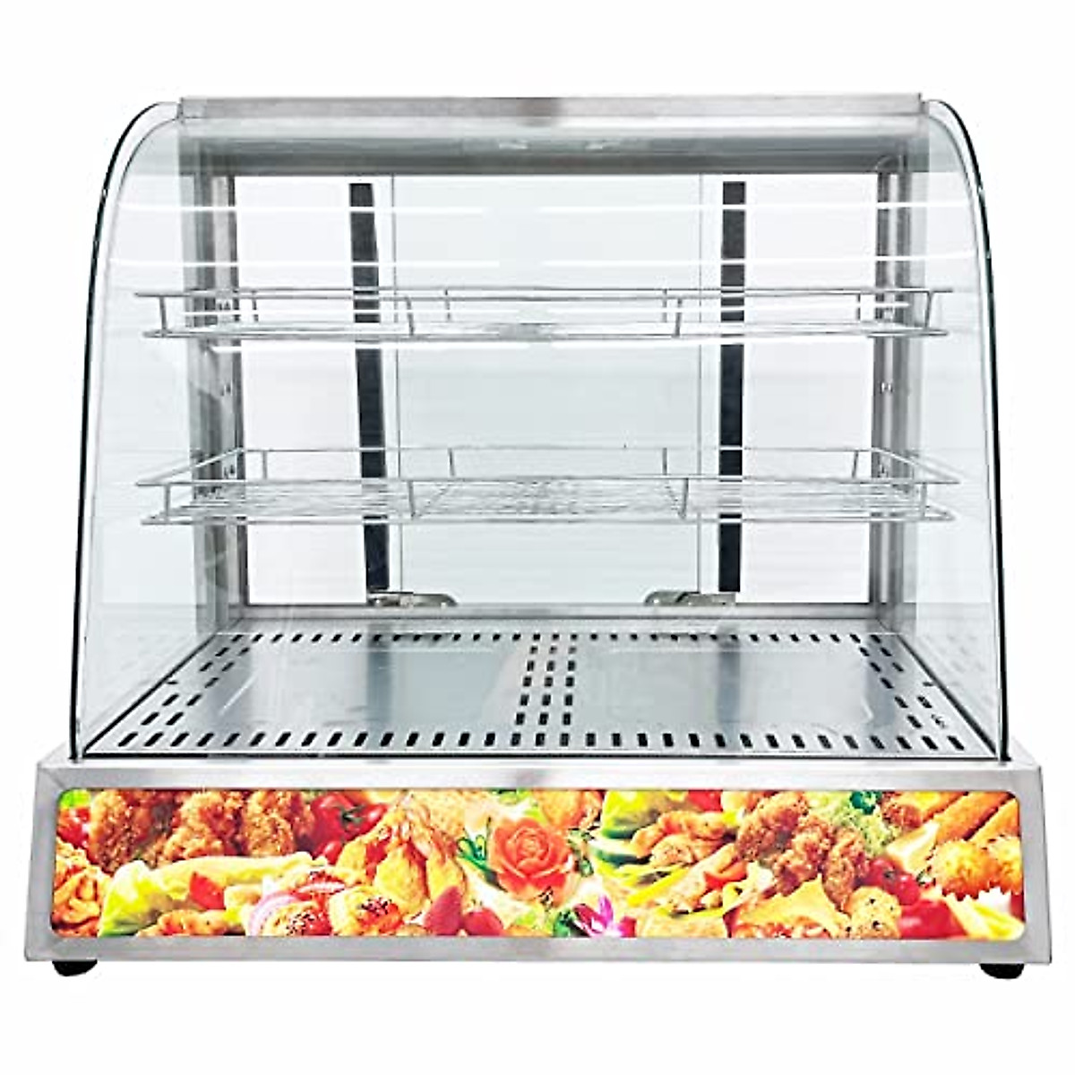 TECHTONGDA Commercial Countertop Food Display Case Electric Food Warmer Case for Pizza Dessert Food Display Cabinet 3 Tiers 700W