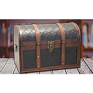 Vintiquewise(TM Wooden Leather Treasure Chest