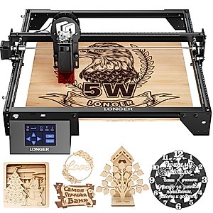 LONGER Laser Engraver Ray5 5W Higher Accuracy DIY Laser Engraving Machine with 3.5" Touch Screen,Offline Usage Laser Cutter,400x400mm,0.08mm Laser Spot, CNC Laser Cutter for Wood Metal Acrylic Glass