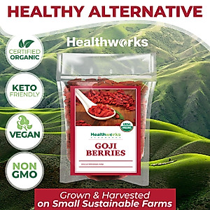 Healthworks Raw Goji Berries (32 Ounces / 2 Pound) | Certified Organic & Sun-Dried | Keto, Vegan & Non-GMO | Baking, Teas & Smoothies | Antioxidant Superfood