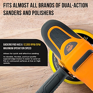 Dura-Gold Pro Series 6" PSA DA Sander Backing Plate Pad - Flexible Low Profile Edge, Dual-Action Random Orbital Sanding Pad, Vinyl Faced For Self-Adhesive Stickyback Sandpaper Discs - Auto Woodworking