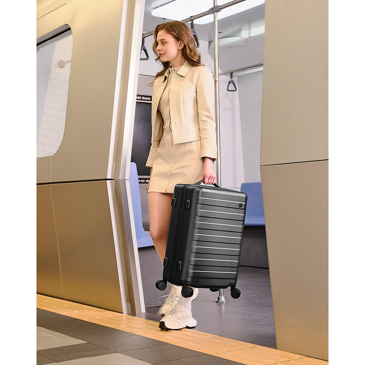 NINETYGO Carry on Luggage 22x14x9 Airline Approved with USB Port, 20 Inch Hardshell Spinner Hardside Suitcase with Wheels, TSA Lock for 3-5 Days Travel Quick Getaway Business, 38L, Emerald Green