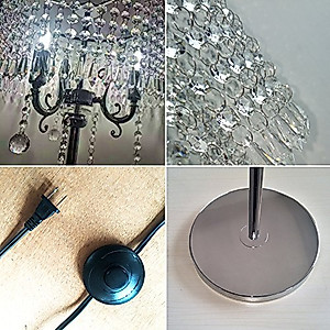 Hsyile Lighting KU300153 Floor Lamp- Elegant Designs Crystal Floor Lamps Chrome Finish Tall Standing Light for Living Room,Bed Room,Office