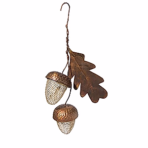 Gardener's Supply Company Acorn Bird Feeder | Sturdy Squirrel Proof Outdoor Garden Hanging Wild Bird Feeders | 2 Acorn Feeder, Metal Leaf & Hanger - Holds 2 Cups of Seed