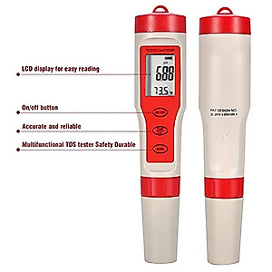 Digital Water Tester - 4 in 1 Function PH TDS EC Temp Meter - Digital Water Quality Tester - Drinking Water Monitor Meter - Portable Mini Test Pen