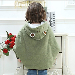 Frog Hood Carseat Poncho for Kids - Fleece Hooded Wool Cape Coats for Toddlers