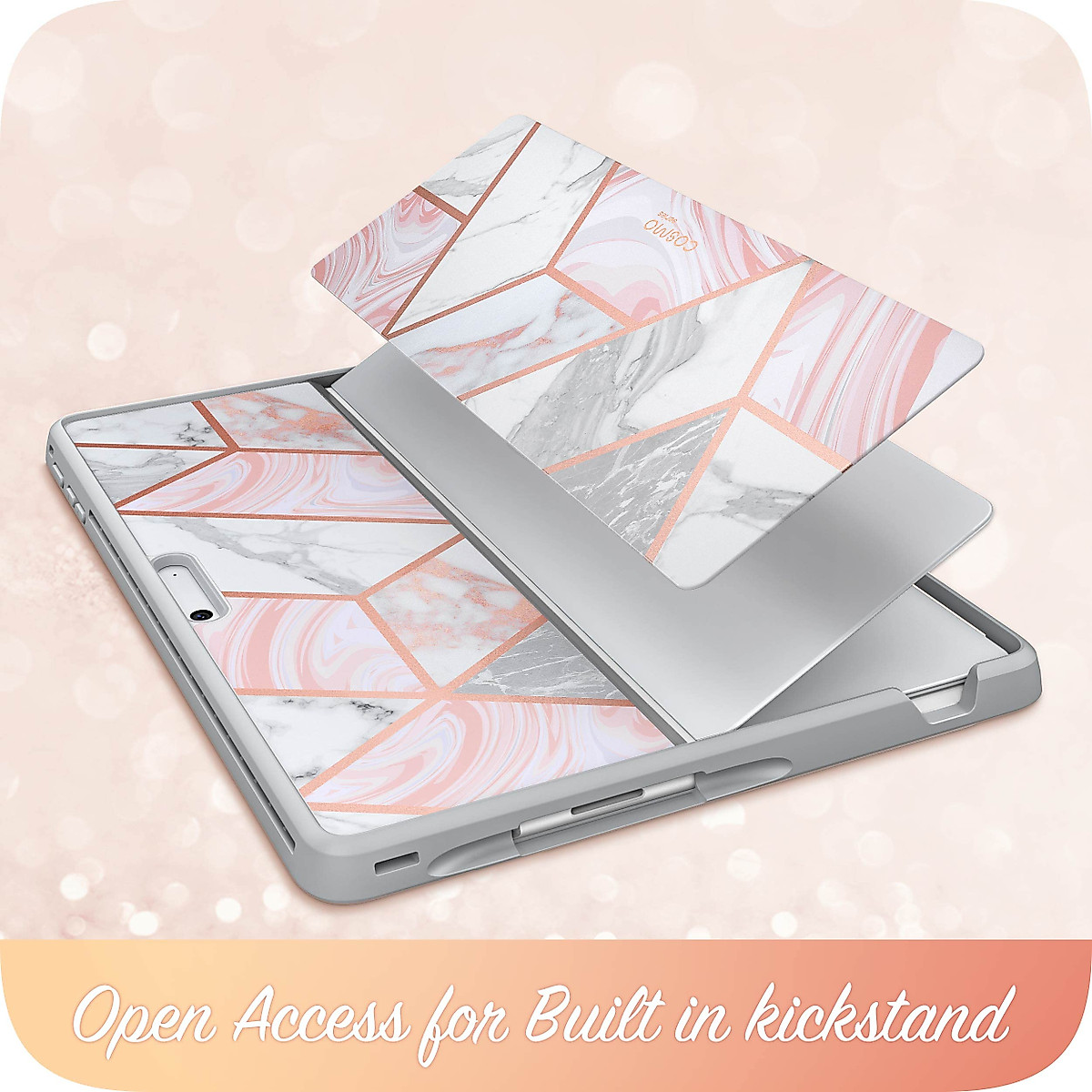 i-Blason Cosmo for Microsoft Surface Pro 11 Case/Pro 10 Case/Pro 9 Case 5G Slim Stylish Protective Bumper Shockproof Stand Folio Case for Surface Pro 9 Compatible with Type Cover Keyboard, Marble