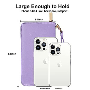 Chelmon Womens Wallet Leather RFID Blocking Purse Credit Card Clutch(CH Light Purple)