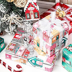 LeZakaa Christmas Metallic Foil Wrapping Paper - Mini Roll - Nutcracker/Snowflake/House Print for Gift Wrap, DIY Craft - 17 x 120 inches - 3 Rolls (42.5 sq.ft.ttl.)