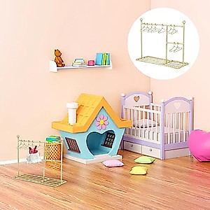 SUPERFINDINGS Gold Iron Clothe Hanger Rack with 10Pcs Mini Hanger Garment Rack with Base Cute Laundry Rack Assortment Closet Accessories for Adult Drying Displaying Dress