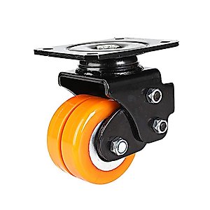 Chair Castors,Swivel Caster Wheels,Yellow Swivel Gate Wheel Polyurethane Plate Caster Fence Hardware,Heavy Duty Double Wheel,Scalable Double Spring Loaded,Secondary Shock Absorption,Plane Bearing,for