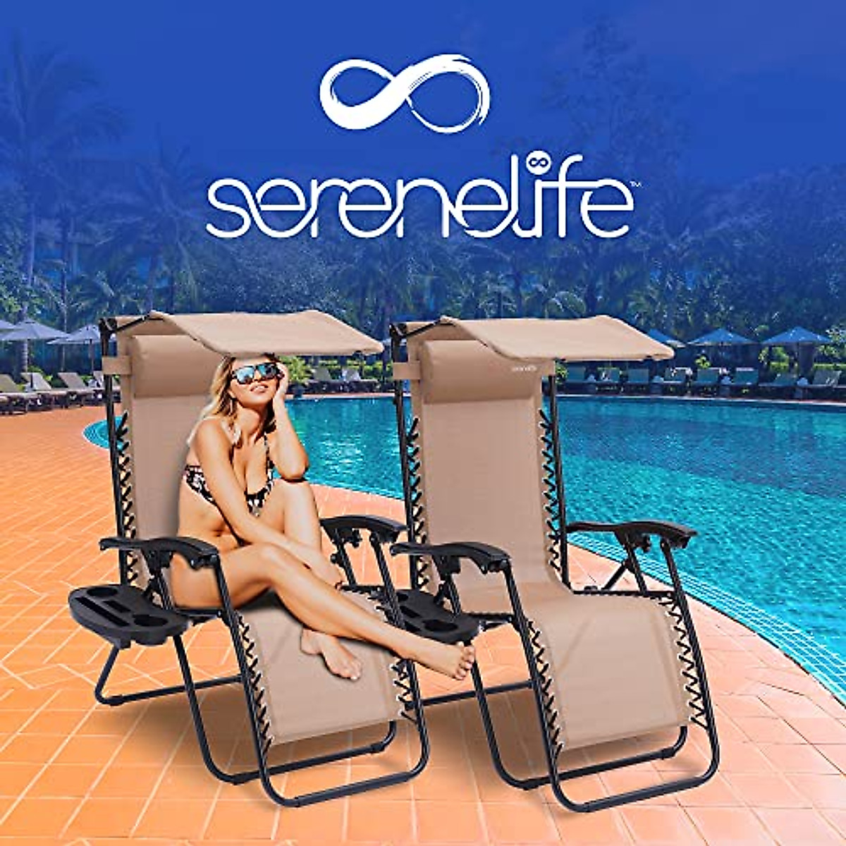 SereneLife Zero Gravity Lounge Chair, One Size, Cream
