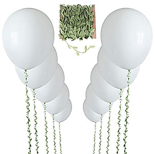 10 Pieces 36 Inch White Balloons Giant Balloon with 65ft Artificial Vines for Wedding Birthday and Event Decorations (White)