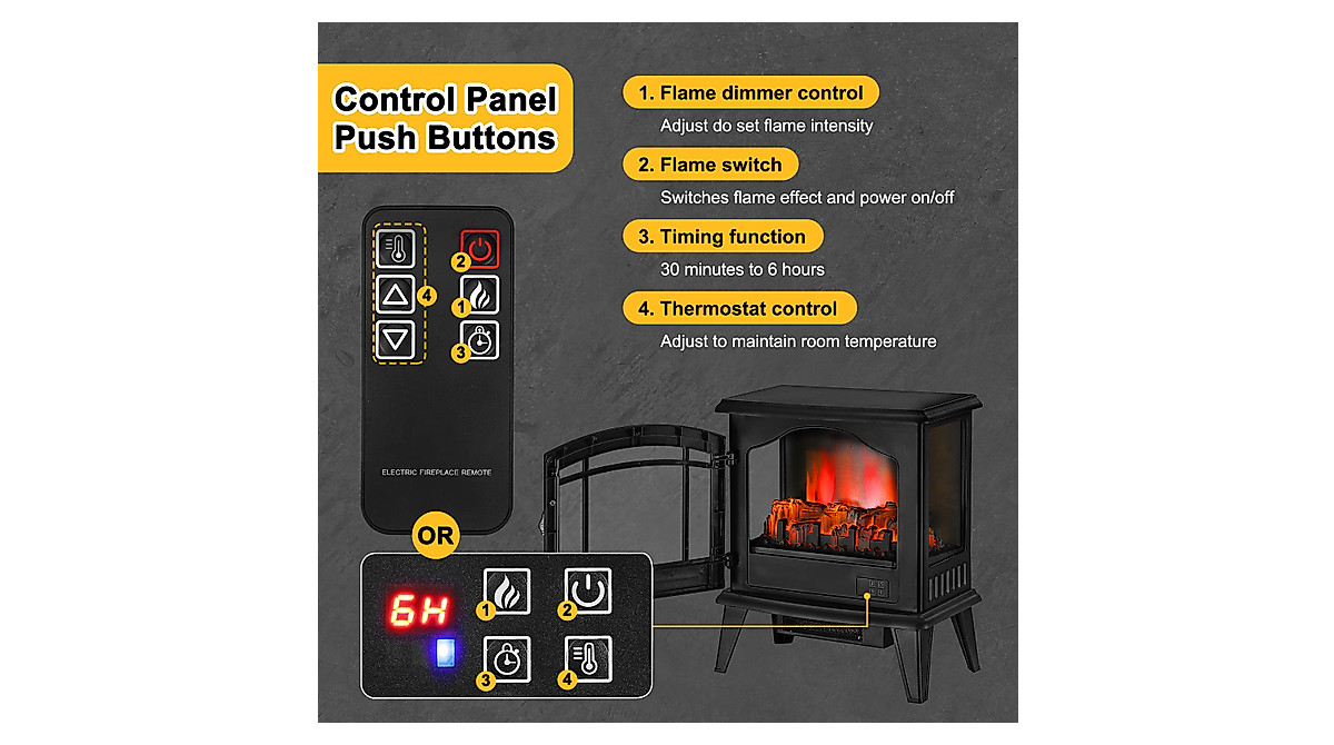 Imcneal Electric Fireplace: 3D Flame & Remote Control