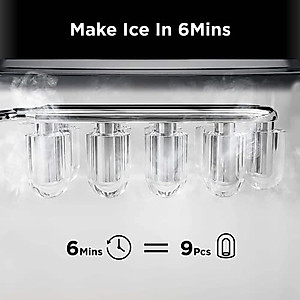 Portable Ice Maker Machine for Counter Top Compatible(Makes 26 lbs of Ice Every 24 Hours-Silver)&20/37 Quart Large Ice Bucket（20/37 Quart Large