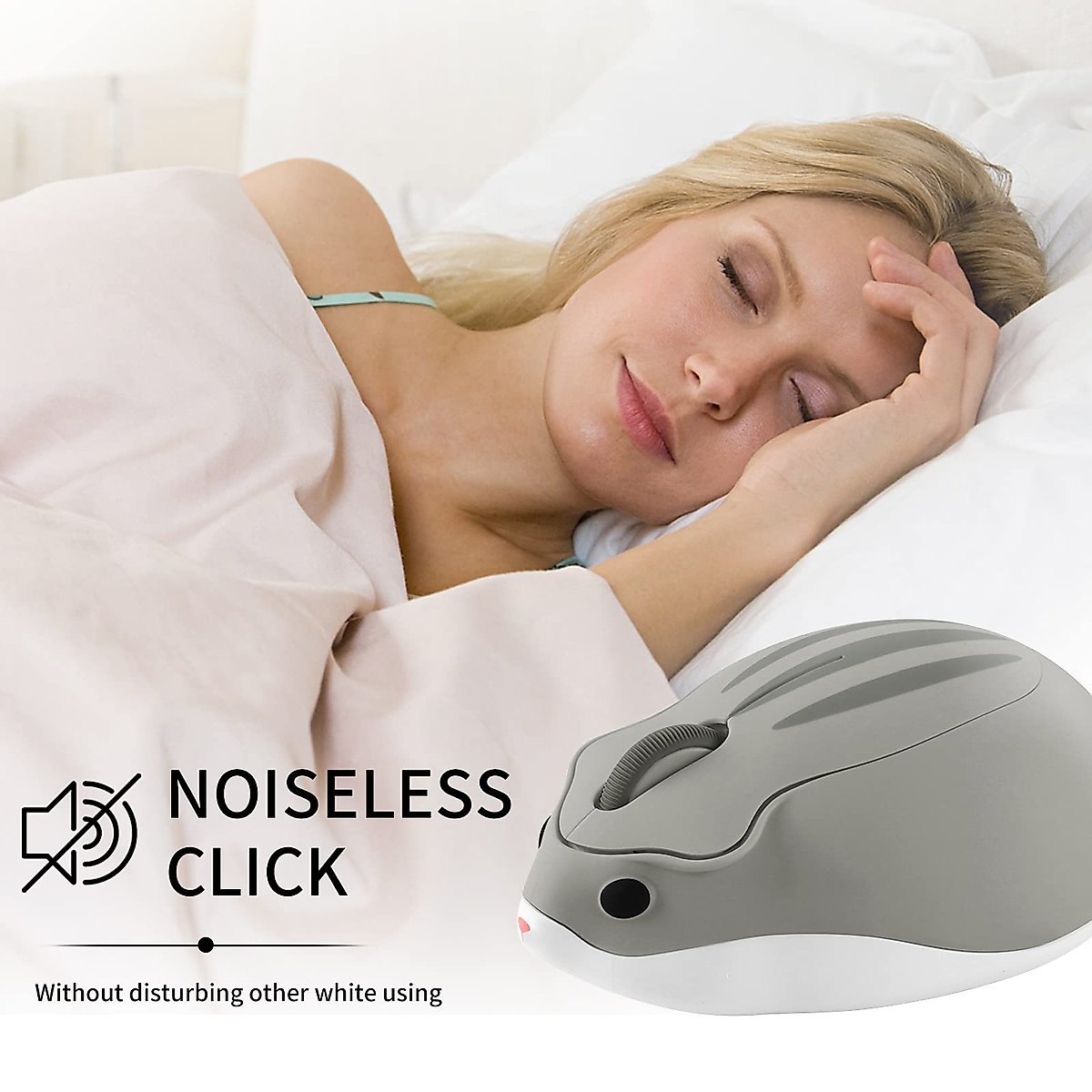 Bluetooth 5.1 Wireless Mouse,No Receiver Inside,Cute Animal Hamster Shape,M Size Silent Click Compatible with Android Tablet/MacBook/Chrome/Microsoft Surface/Windows 8.1 Above, Gray