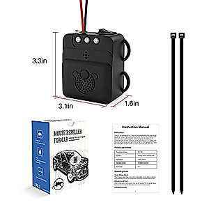 Under Hood Rodent Repeller, Professional Mouse Repellent, Ultrasonic 12V Car Pest Repeller Squirrels, Pack Rat Deterrent for Cars Trucks RV Engine Bay Warehouse Attic with Evictor Strobe Light 2 Pack