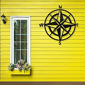 aboxoo Metal Compass Wall Decor 11 inch Metal Decorative Nautical Compass Hanging Wall Art Sculpture for Indoor Living Room Bedroom Office Porch Outdoor Garden Patio Signs.(Black)