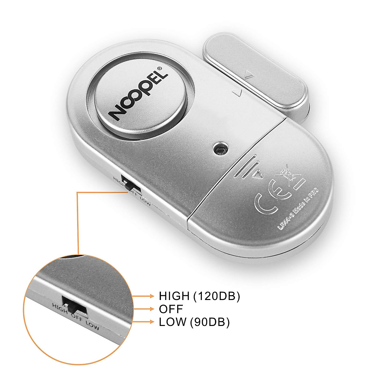Door Window Alarm 2 Pack, New Version with Two Volume Levels,NOOPEL Burglar Intruder Entry Alarm for Kids Toddlers Indoor Personal Safety