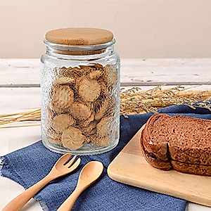 Jucoan 4 Pack 24oz Vintage Glass Jar with Lid, Retro Glass Storage Jar Canister with Airtight Wooden Lid, Glass Canister Container for Coffee Beans, Dried Food, Kitchen Pantry