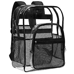 IMUXYUQ Clear Backpack Heavy Duty Clear Backpack With Front Accessory Pocket Reinforced Straps Built-In Key Hook Clear Backpacks, For School Work Sport Event