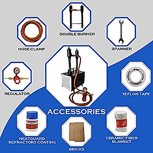 SIMOND STORE Portable Propane Double Burner Knife and Tool Making Farrier Forge - Rectangle Shape