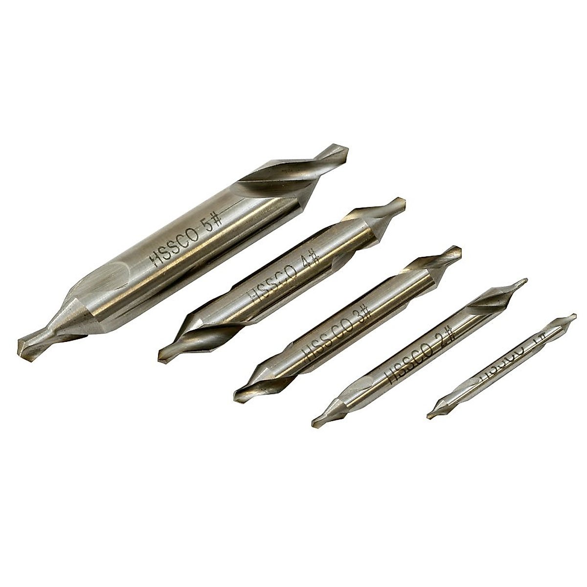#1-5 Center Drills, Cobalt - Combined Drill and Countersink - 60 Degree Included Angle, LittleMachineShop.com (4859)