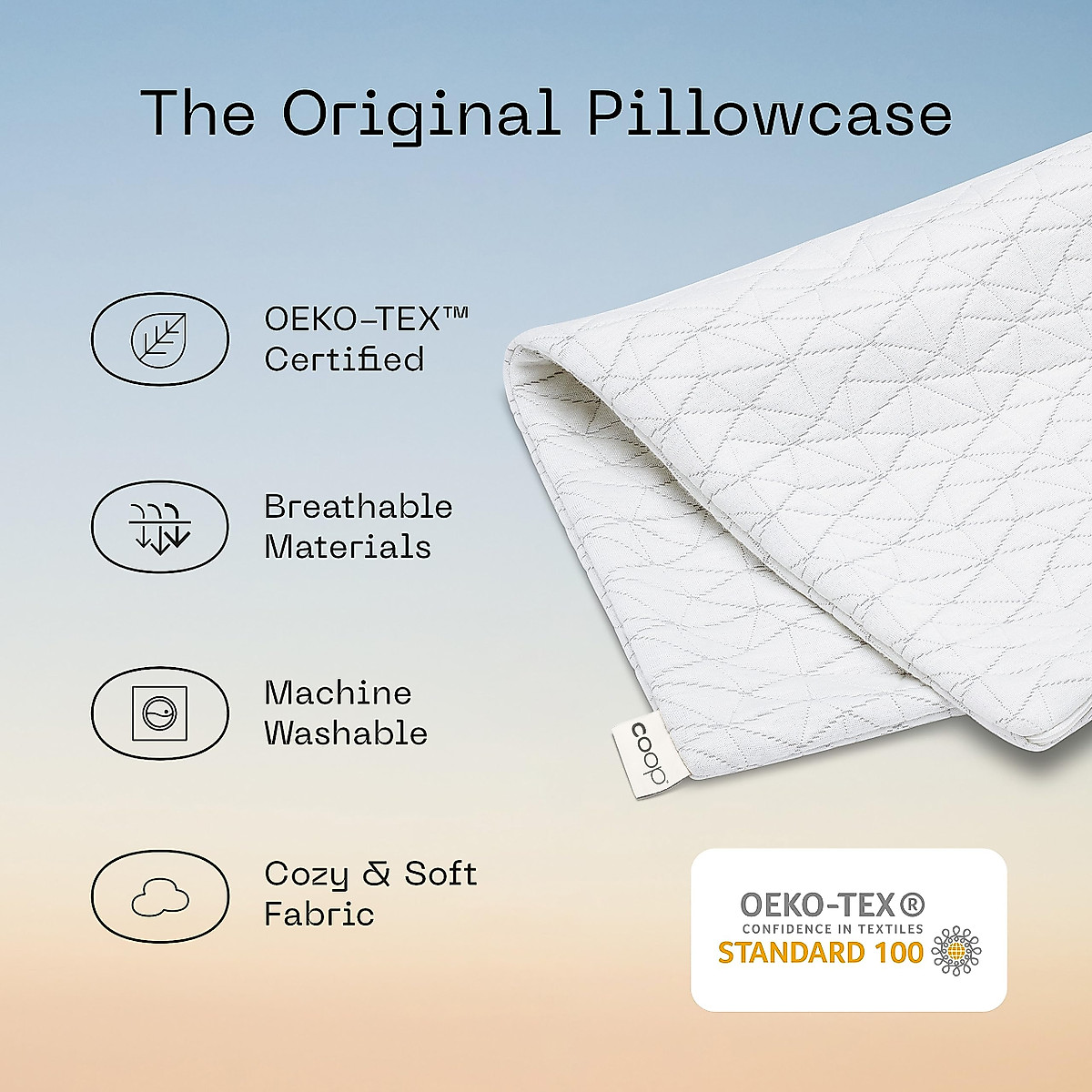 Coop Home Goods Original Pillow Case, Queen Size Pillow Case for Memory Foam Pillows, Breathable Ultra Soft Lulltra Fabric Cover with Zipper, Polyester/Rayon