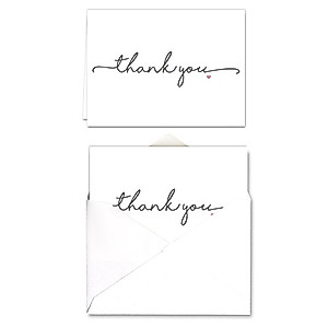 Thanks From The Heart Thank You Note Card Pack / 36 Thanks Greeting Cards With White Envelopes / 3 1/2" x 4 7/8" Generic Hearts Appreciation Blank Cards