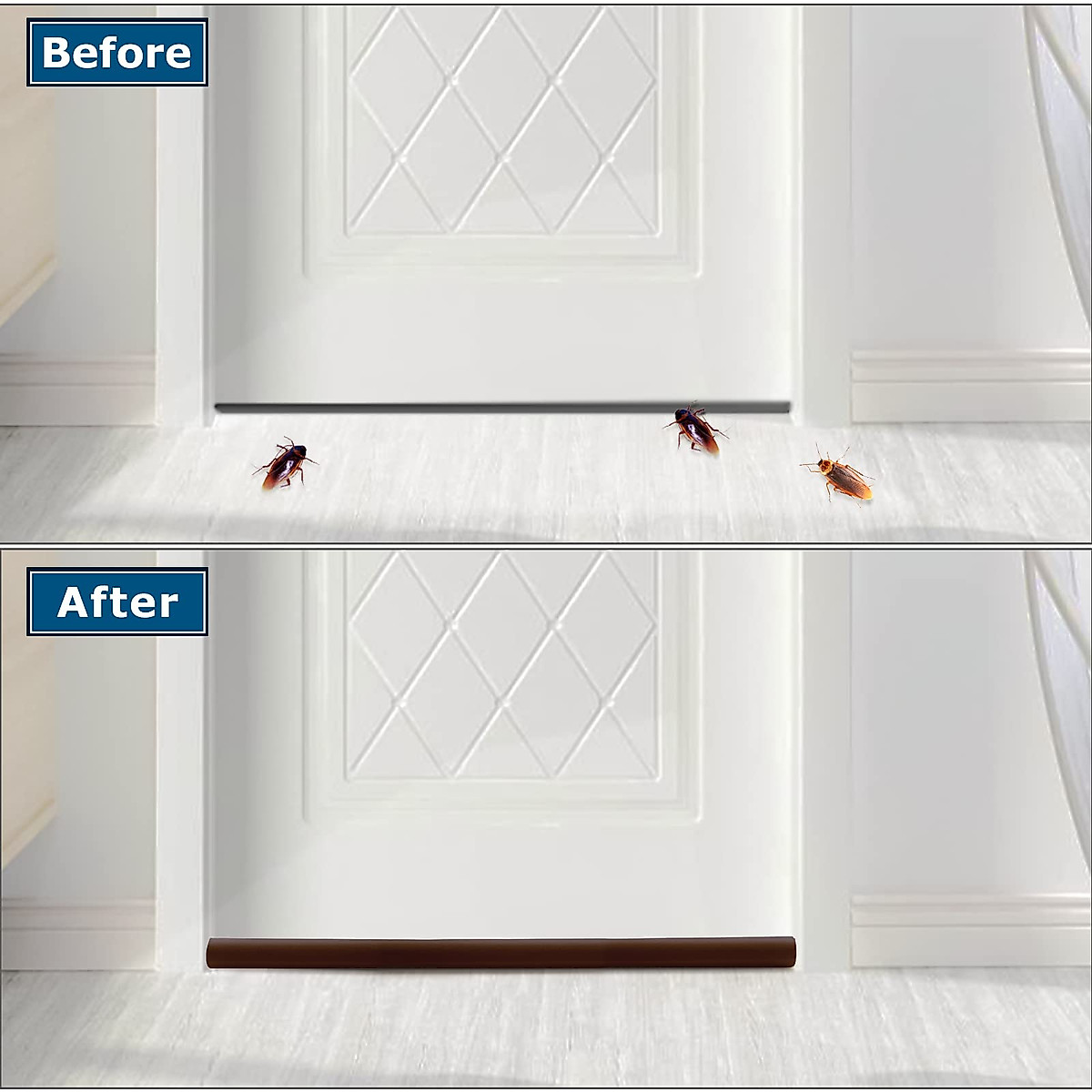 2PCS Under Door Draft Stopper,Twin Door Draft Blocker Weather Stripping Noise Cold Air Blocker Window,Washable,Dust Proof,Removable,Adjustable Door Sweeps 38"(Deep Coffe)