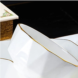 MBBJM 58 Heads Ceramic Dinner Dish Rice Bowl Soup Salad Noodles Bowl Plate Dinnerware Set (Tableware 1 Set And 1 Pot)