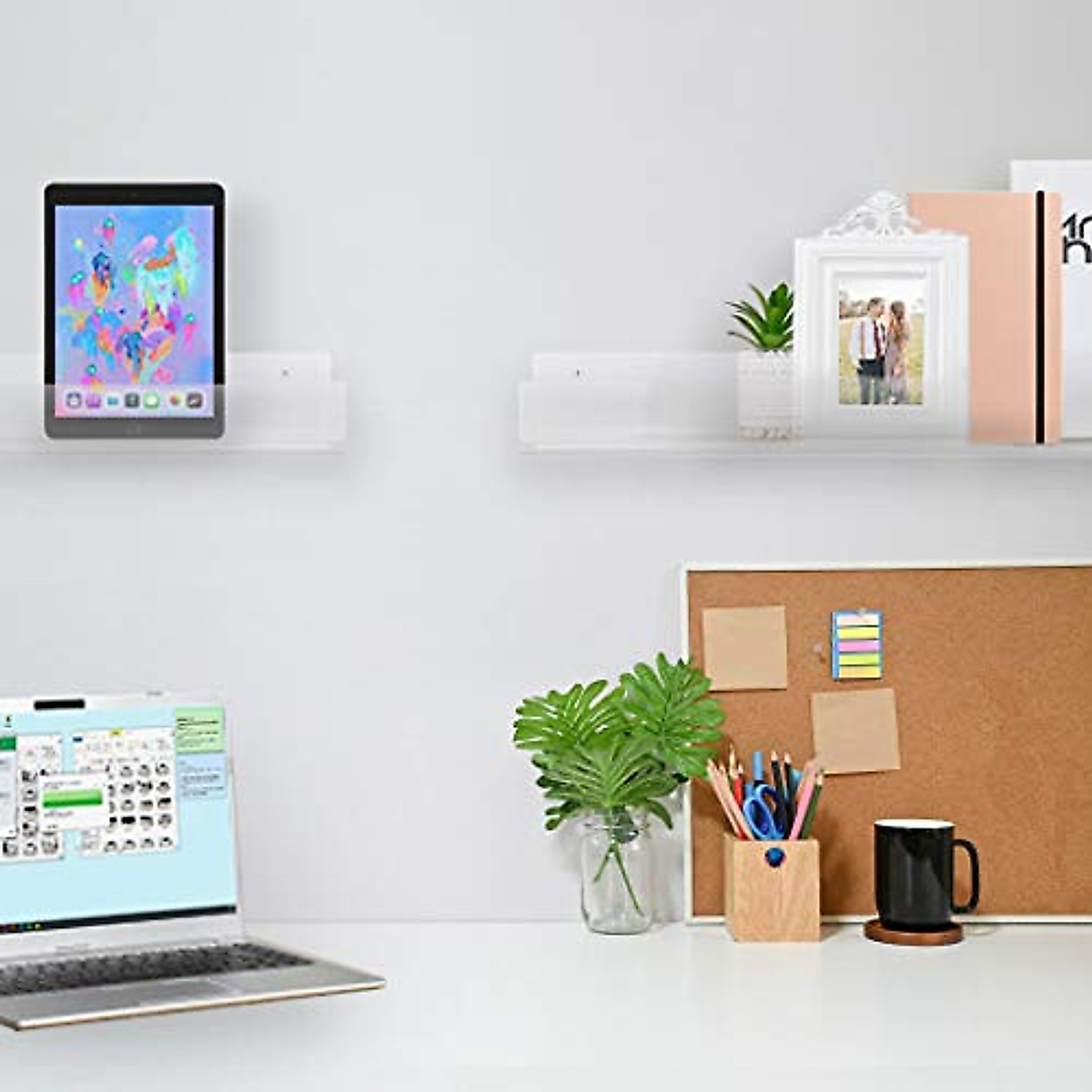 VIVO Dual Acrylic 24 inch Floating Bookshelves for Wall Display, Clear Organizer Shelves for Kids Room, Nursery, Office, and More 2-Pack, MOUNT-SF24C