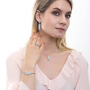 BERRICLE Sterling Silver Bar Cubic Zirconia CZ Art Deco Fashion Ring for Women, Rhodium Plated Size 8