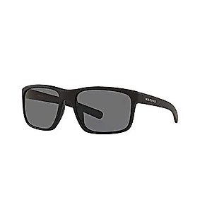 Native Eyewear Wells Polarized Rectangular Sunglasses, Matte Black Crystal/Gray, 58 mm