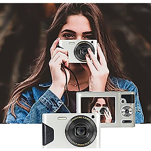 Digital Camera 18MP 2.7-Inch LCD Screen 8X Digital Zoom FHD 1080P Digital Camera Compact Camera Students Boys Girls Gift Support Connect to Computer Print (White)