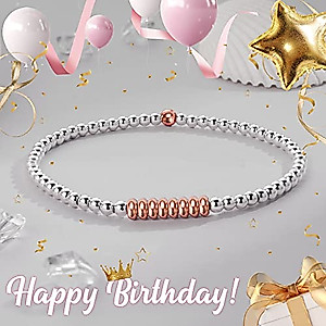 Btysun 80th Birthday Gifts for Grandma Her Stretch Bracelets for Women Rose Gold Bead Grandma Birthday Gifts Thanksgiving Christmas Jewelry
