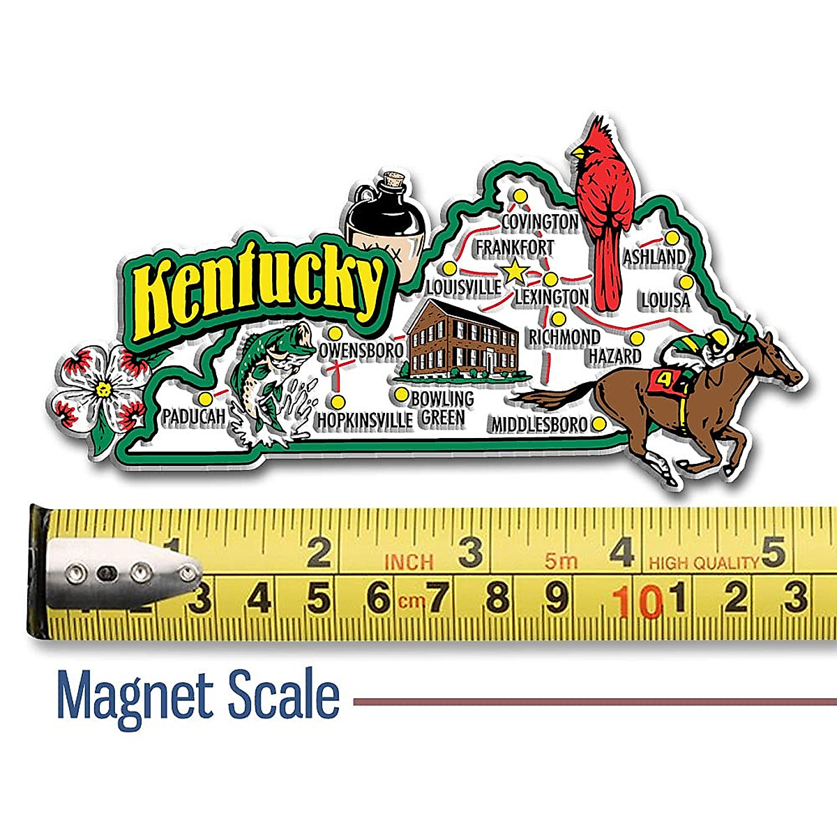 Kentucky Jumbo State Magnet by Classic Magnets, 5.1" x 2.8", Collectible Souvenirs Made in The USA