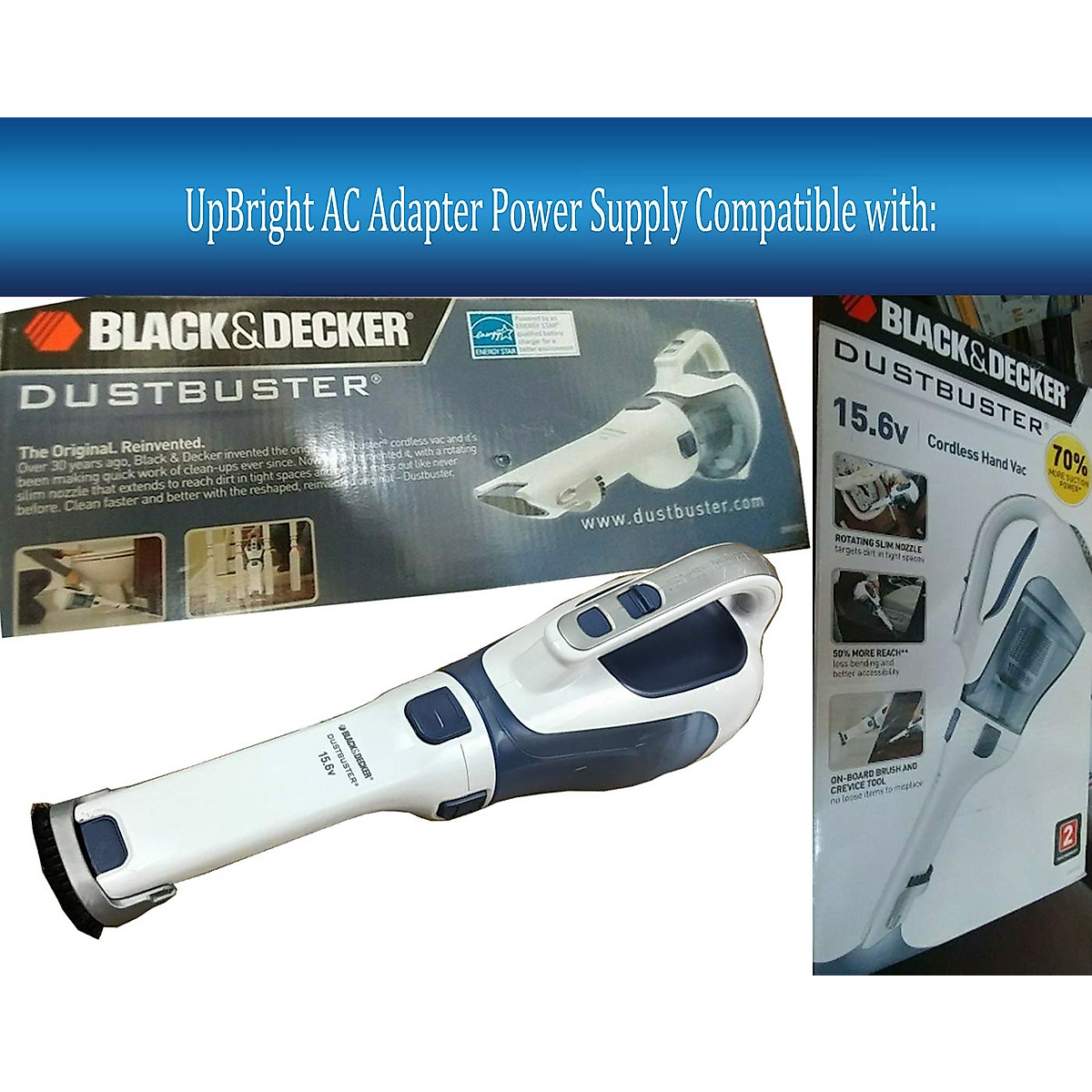 UpBright 21V AC Adapter Compatible with Black & Decker Dustbuster 15.6V DC CHV1510 Cordless Hand Vac Vacuum Cleaner B&D 15.6VDC 15.6 Volts Battery UA210010B 90560923 21VAC 100mA Power Supply Charger