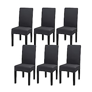 Miaotto Chair Covers for Dining Room Stretch Dining Chair Covers Set of 6 Parsons Chair Slipcover Removable Washable Kitchen Chair Slipcovers for Dining Room Party Banquet,Dark Grey