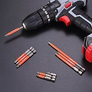 OnYolk 10-Piece Phillips Magnetic Screwdriver Bit Set, S2 Alloy Steel Anti-Slip Long Drill Bits, 1/4 Hex Shank, Fine Tooth Design, Strong Magnetism, Size 1"- 5", PH2