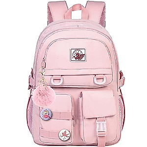 Laptop Backpack for Girls, Women College School Bookbag, 15.6" Cute Aesthetic Computer Water Resistant Anti Theft School Bags for Teens Girls Students - Pink