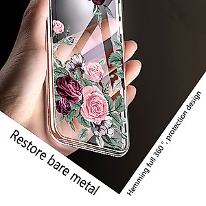 HGJTF Phone Case for Motorola ThinkPhone (6.6") with 1 X Tempered Glass Screen Protector, Slim Clear Shockproof X Anti-Scratch Soft TPU Gel Cover for Motorola ThinkPhone - Red Rose