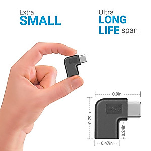 URWOOW USB C Right Angle Adapter,90 Degree USB C to USB Type-C Male to Female Adapter Convertor Extension, for Laptop & Tablet & Mobile Phone (2 Pack).