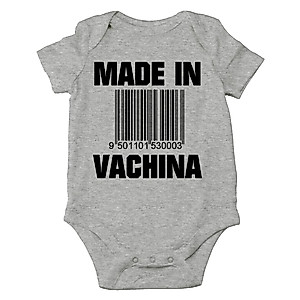 AW Fashions Made in VaChina Baby Bodysuit Funny Cute Baby Girl Clothing or Boy Outfit Infant Romper (Newborn, Sports Grey)