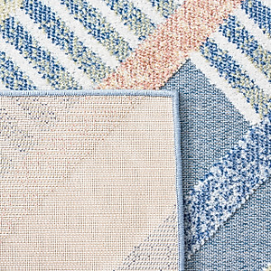 SAFAVIEH Sarasota Collection Accent Rug - 4'5" x 6'5", Blue & Light Green, Mid-Century Modern Design, Non-Shedding & Easy Care, Indoor/Outdoor & Washable-Ideal for Patio, Backyard, Mudroom (SAR102J)